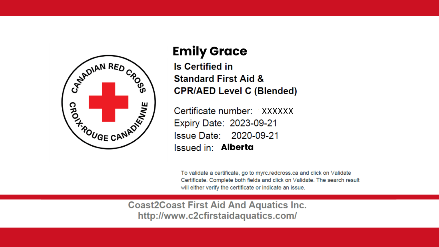 How long is my First Aid certificate valid in Alberta?